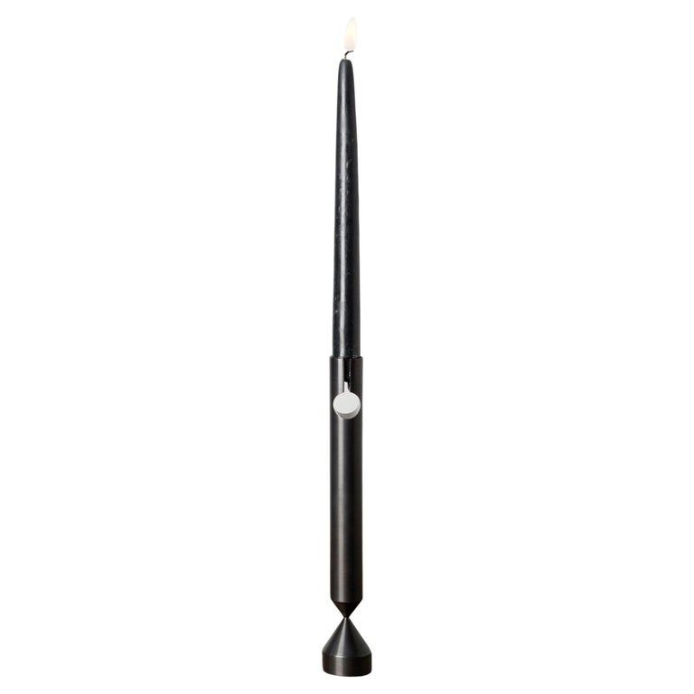 Large Pillar Darkened Brass Candlestick by Gentner Design For Sale at ...