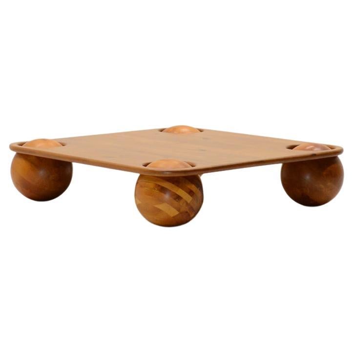 Large pine ball coffee table, 1970s Italy. For Sale at 1stDibs