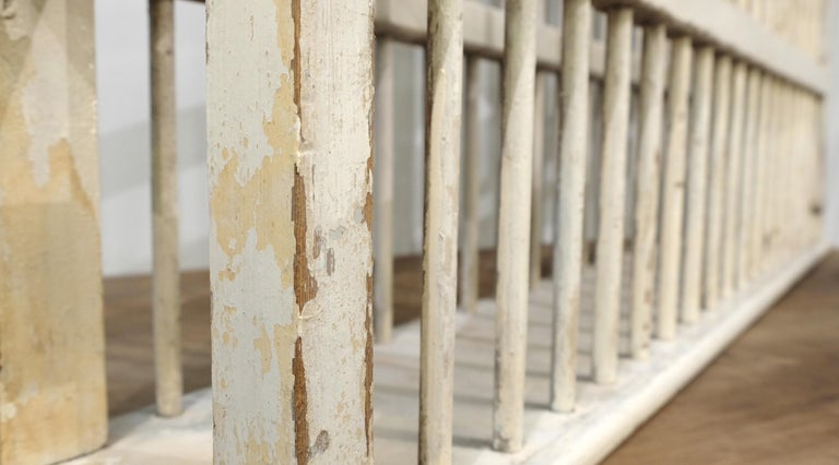 Large Pine Country House Open Dish-Rack, Distressed White Paint, 19th ...