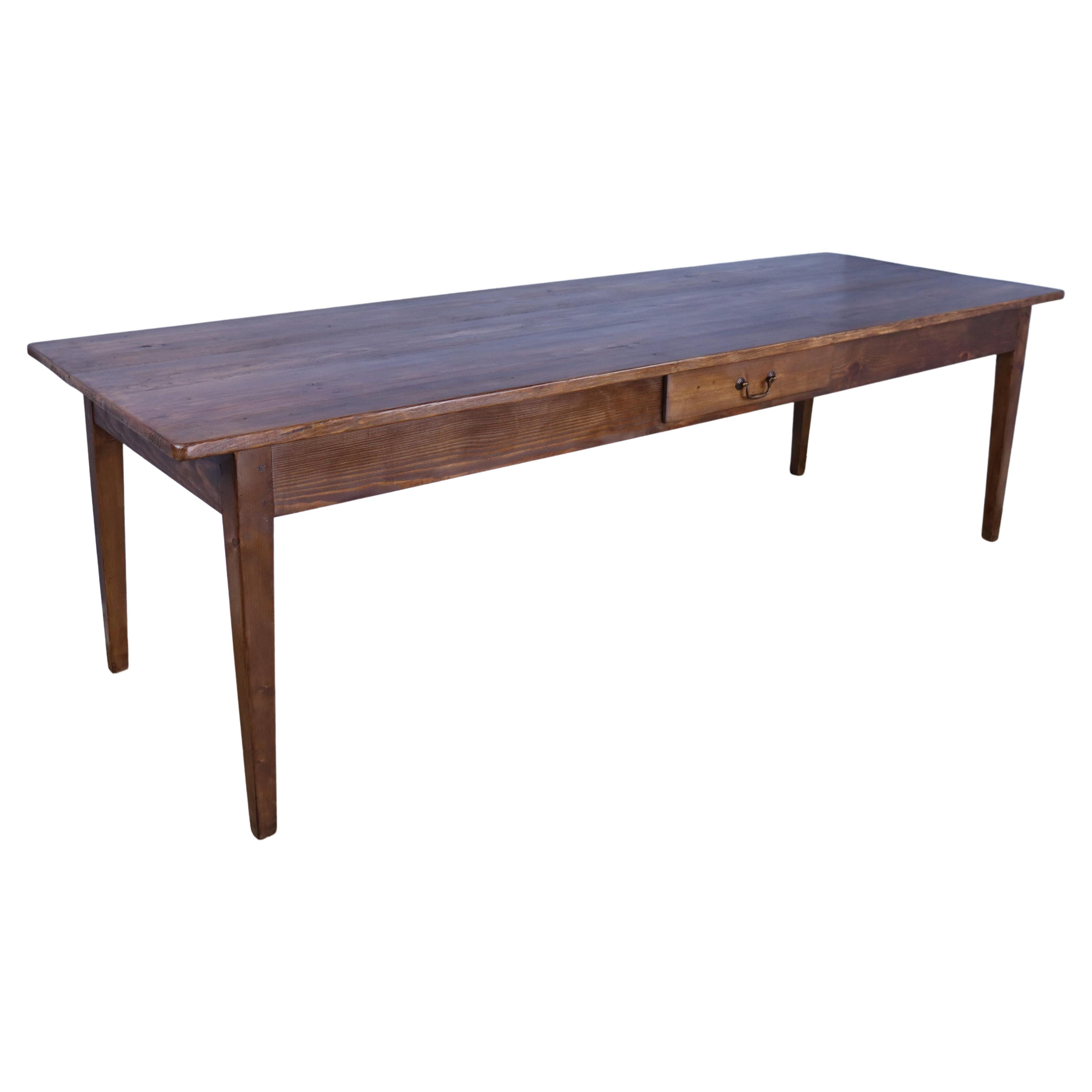 Large Pine Farm Table, Fruitwood Color, Custom Made in France of Old ...