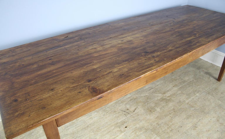 Large Pine Farm Table, Oak Base at 1stDibs