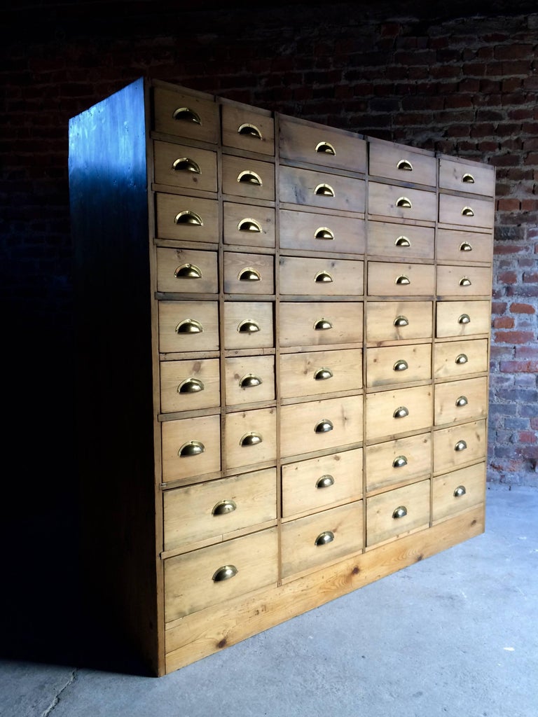 Large Pine Haberdashery Chest of Drawers Industrial Dresser at 1stDibs