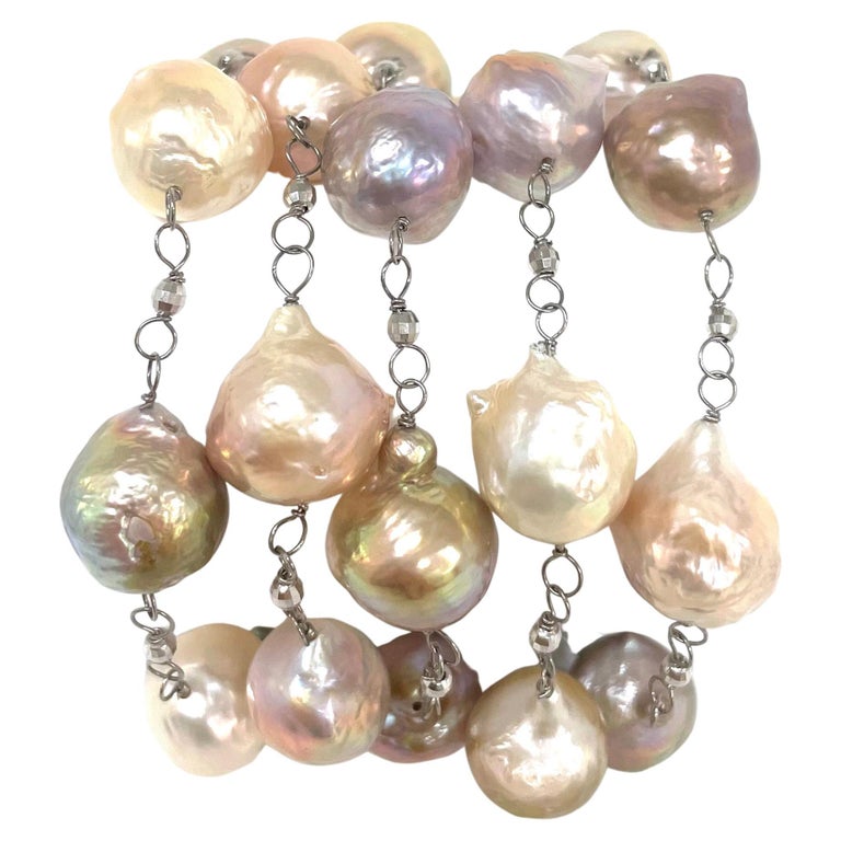 Large Pink Baroque Pearls with Diamond Clasp Paradizia Bracelet For ...