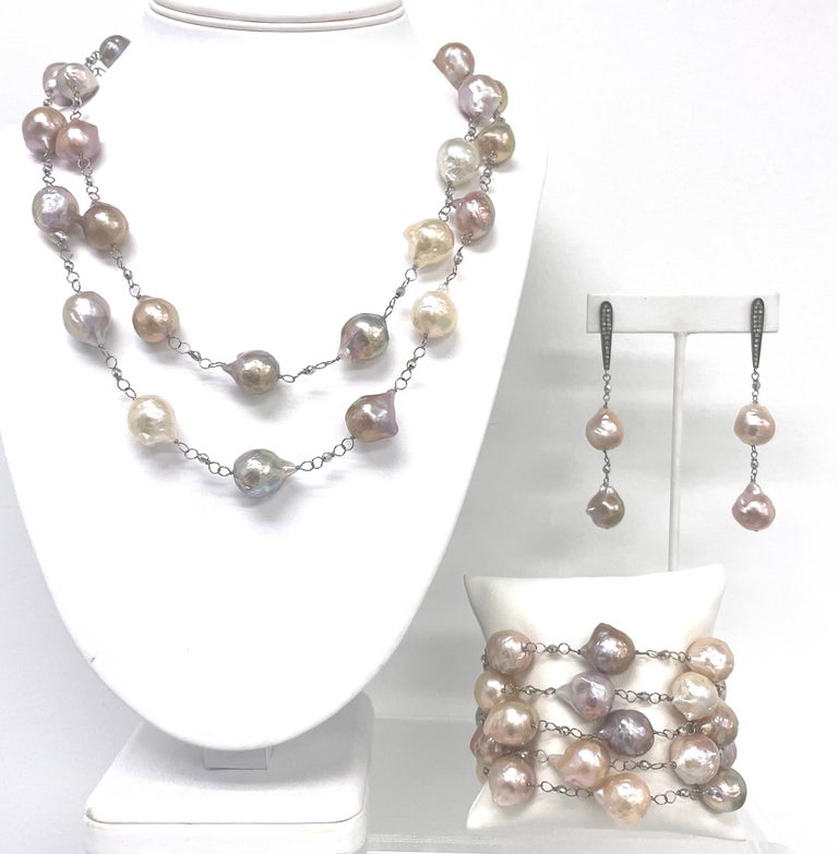 Large Pink Baroque Pearls with Diamond Clasp Paradizia Bracelet For ...