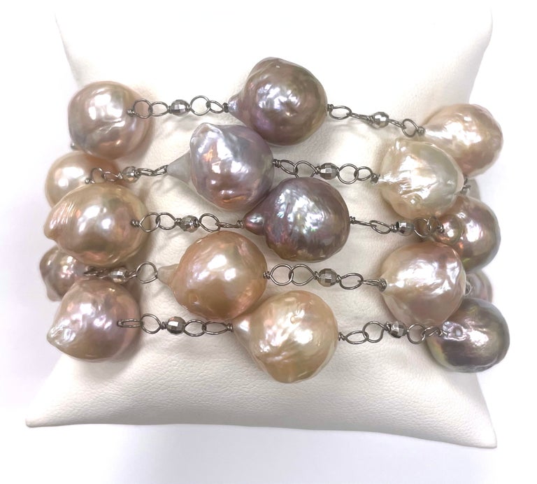 Large Pink Baroque Pearls with Diamond Clasp Paradizia Bracelet For ...