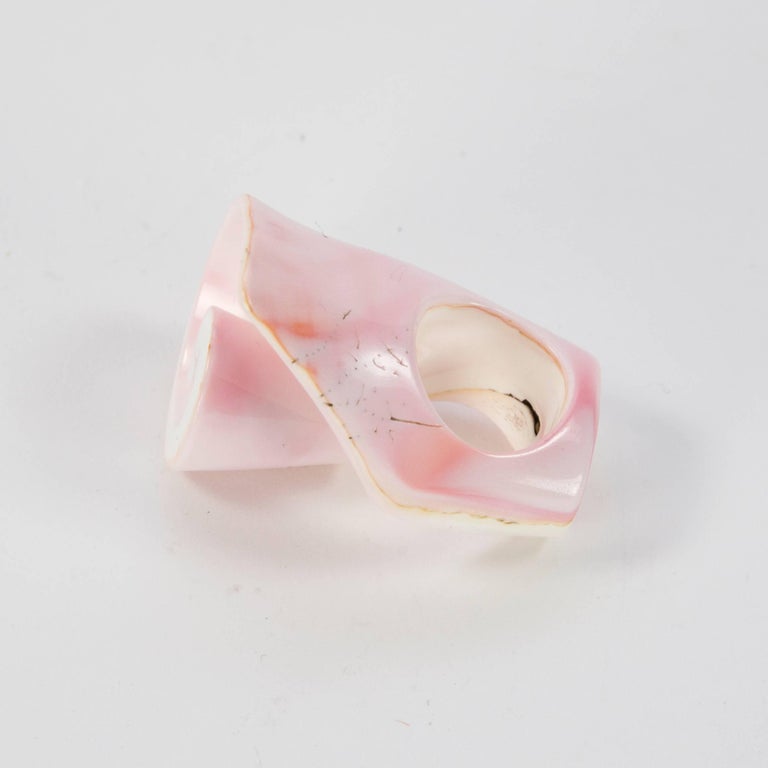 Large Pink Conch Shell Spiral Statement Ring For Sale At 1stdibs Conch Shell Rings Pink Conch