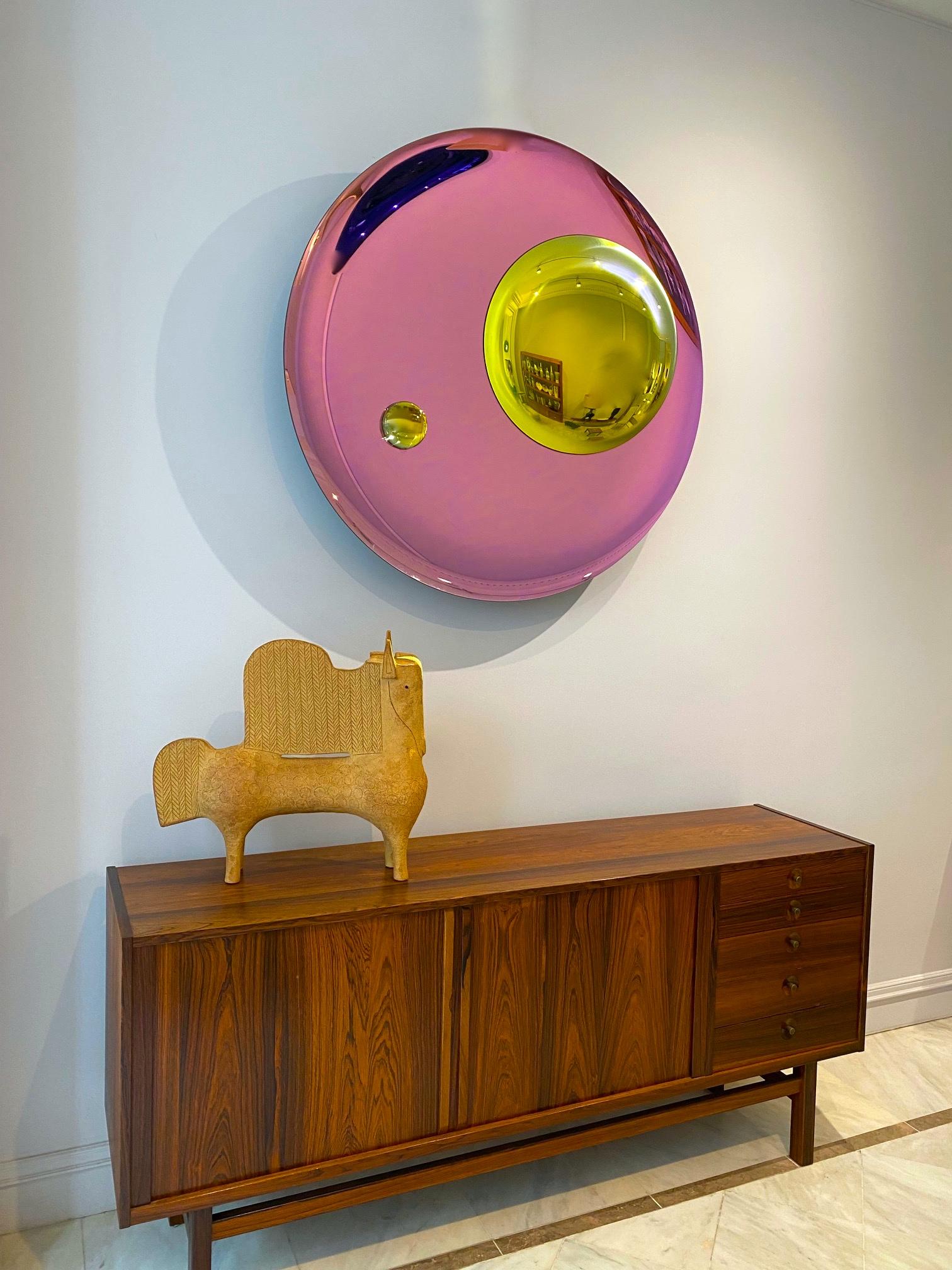 Large Pink Mirror with yellow lens One of a Kind by Christophe Gaignon ...