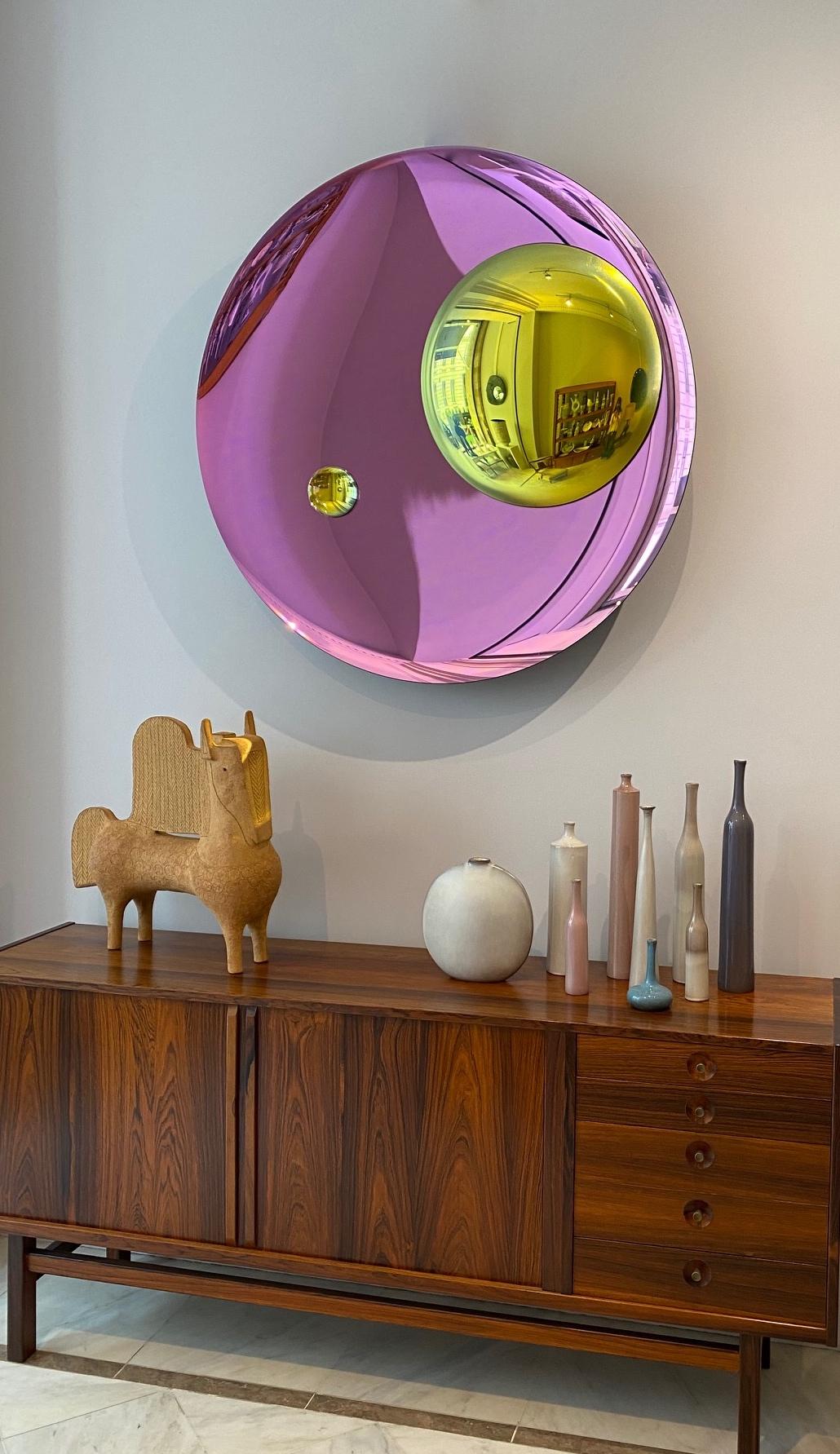 Large Pink Mirror with yellow lens One of a Kind by Christophe Gaignon ...