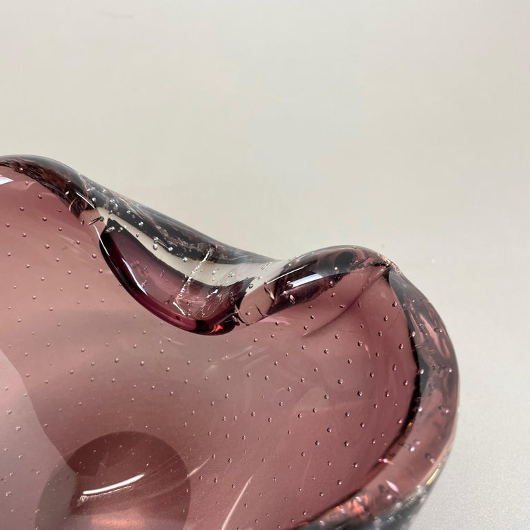 Large Pink Murano Bubble Glass Bowl Element Shell Ashtray Murano, Italy ...