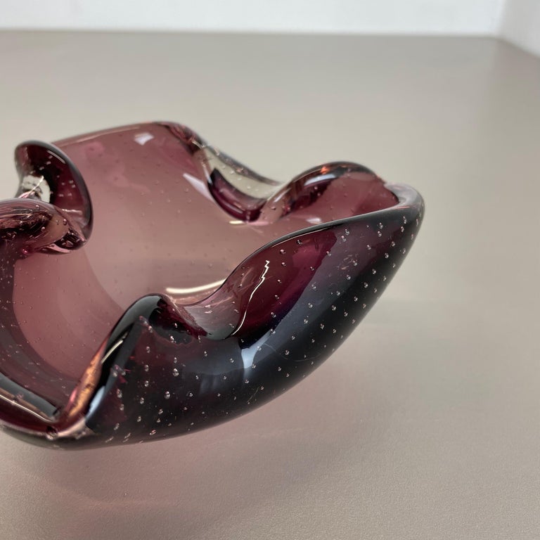 Large Pink Murano Bubble Glass Bowl Element Shell Ashtray Murano, Italy ...