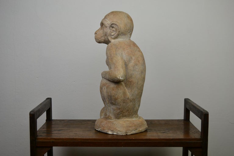 Large Plaster Monkey Sculpture Organic Style at 1stDibs | monkey plaster