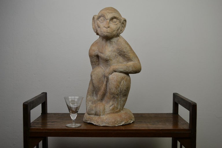 Large Plaster Monkey Sculpture Organic Style at 1stDibs | monkey plaster