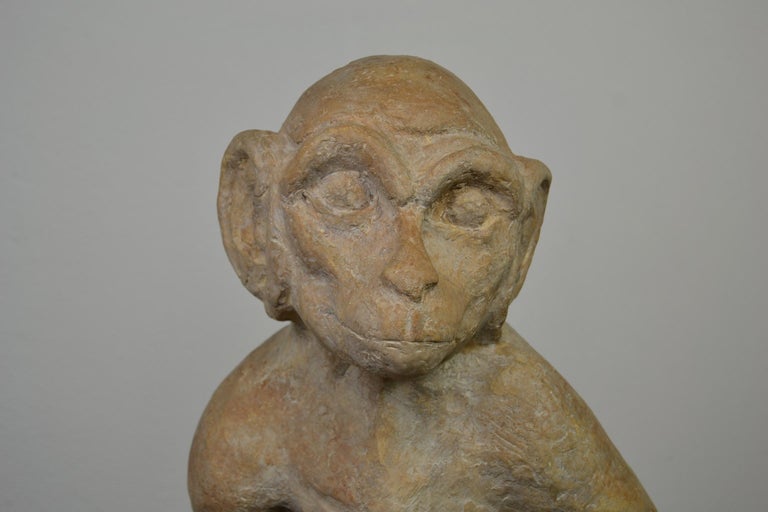 Large Plaster Monkey Sculpture Organic Style at 1stDibs | monkey plaster