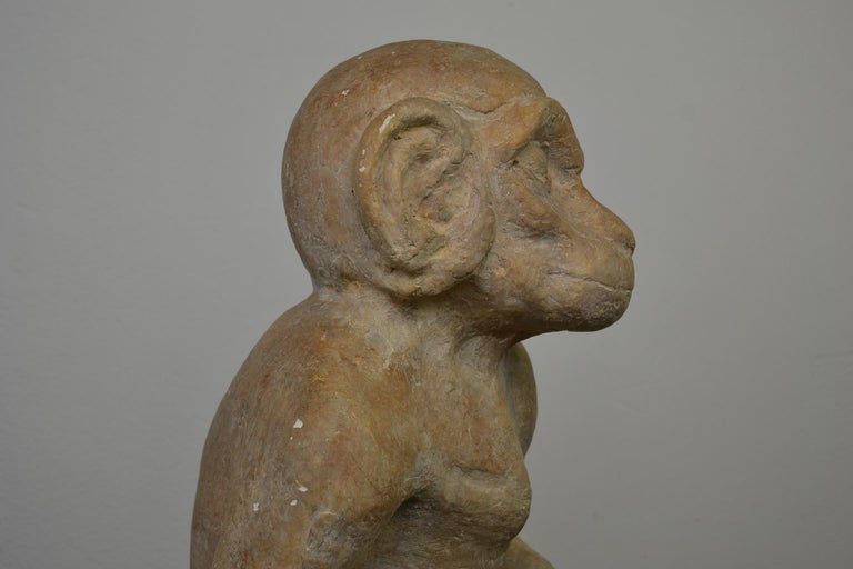 Large Plaster Monkey Sculpture Organic Style at 1stDibs | monkey plaster