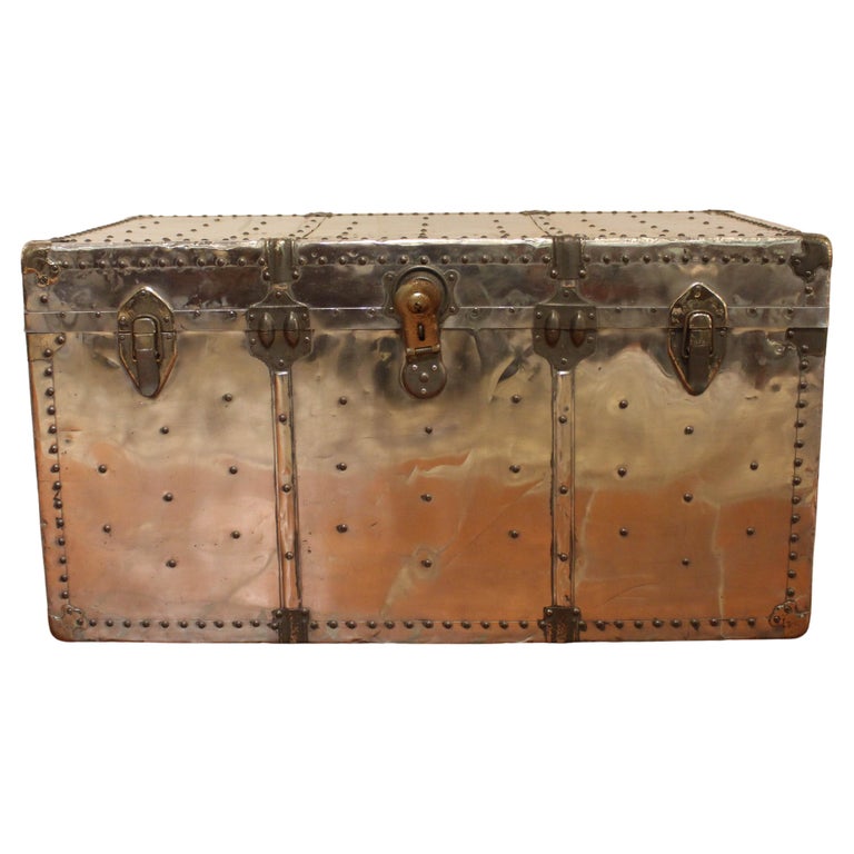 Large Polished Aluminum Clad Aviation Travel Trunk For Sale at 1stDibs