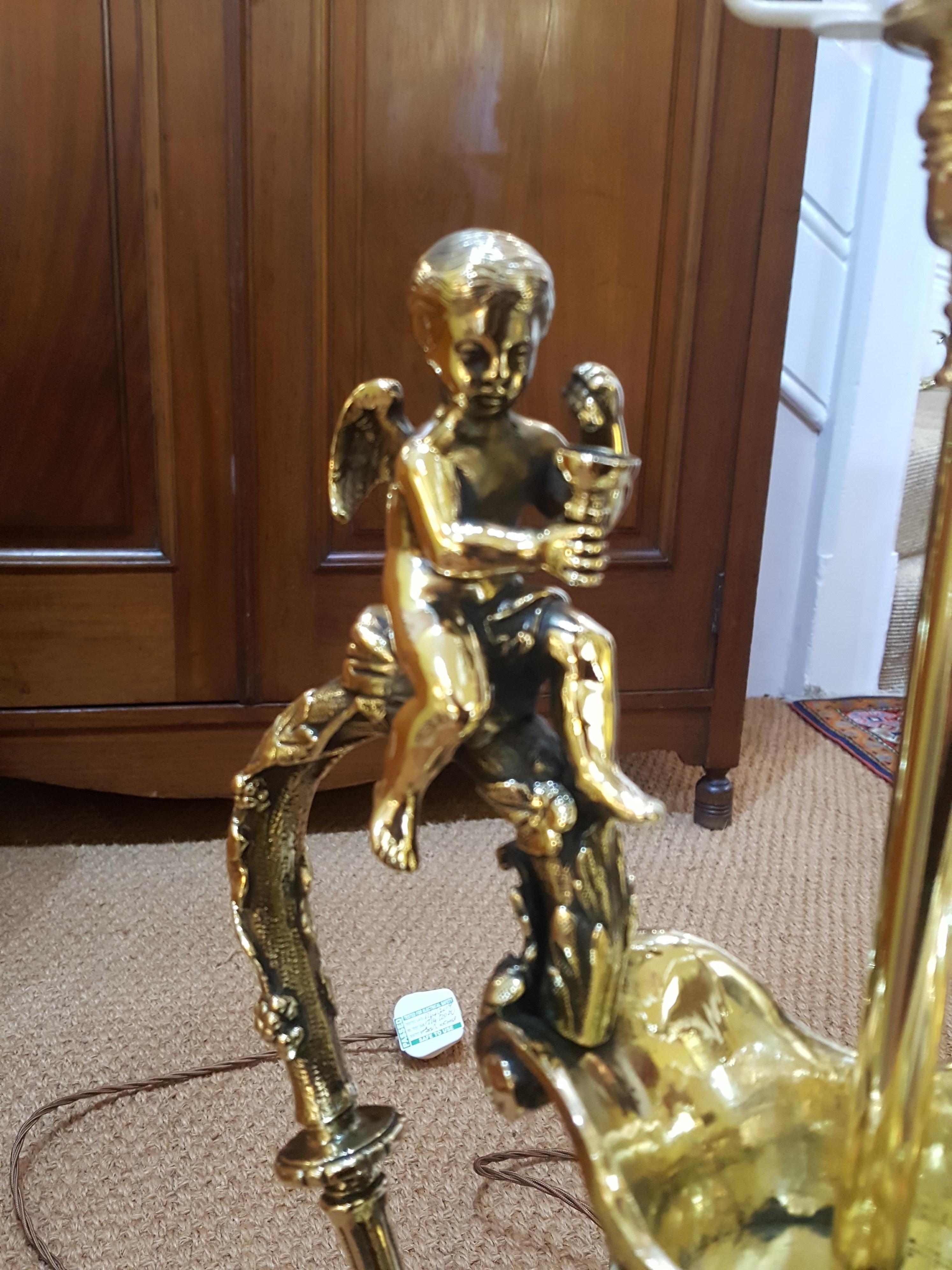 Large Polished Brass Ewer Lamp For Sale at 1stDibs