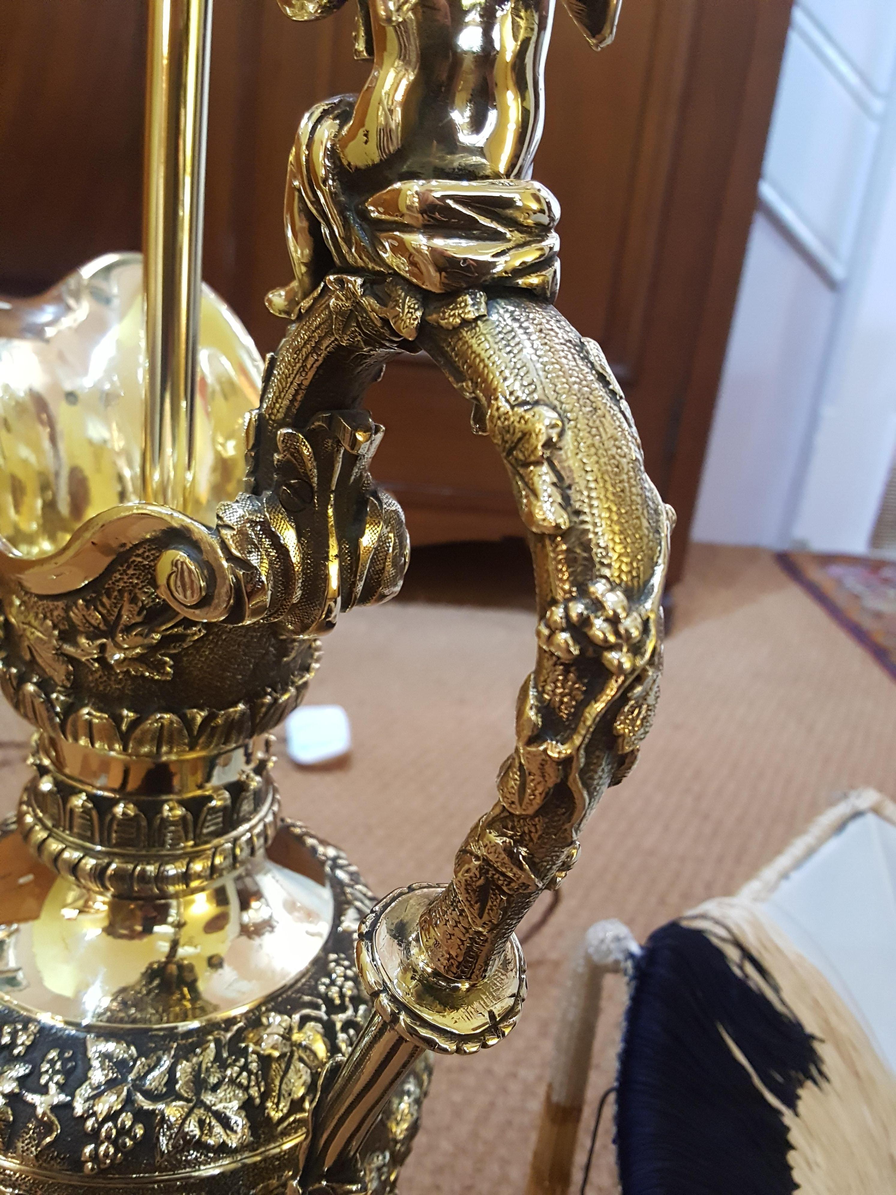 Large Polished Brass Ewer Lamp For Sale at 1stDibs