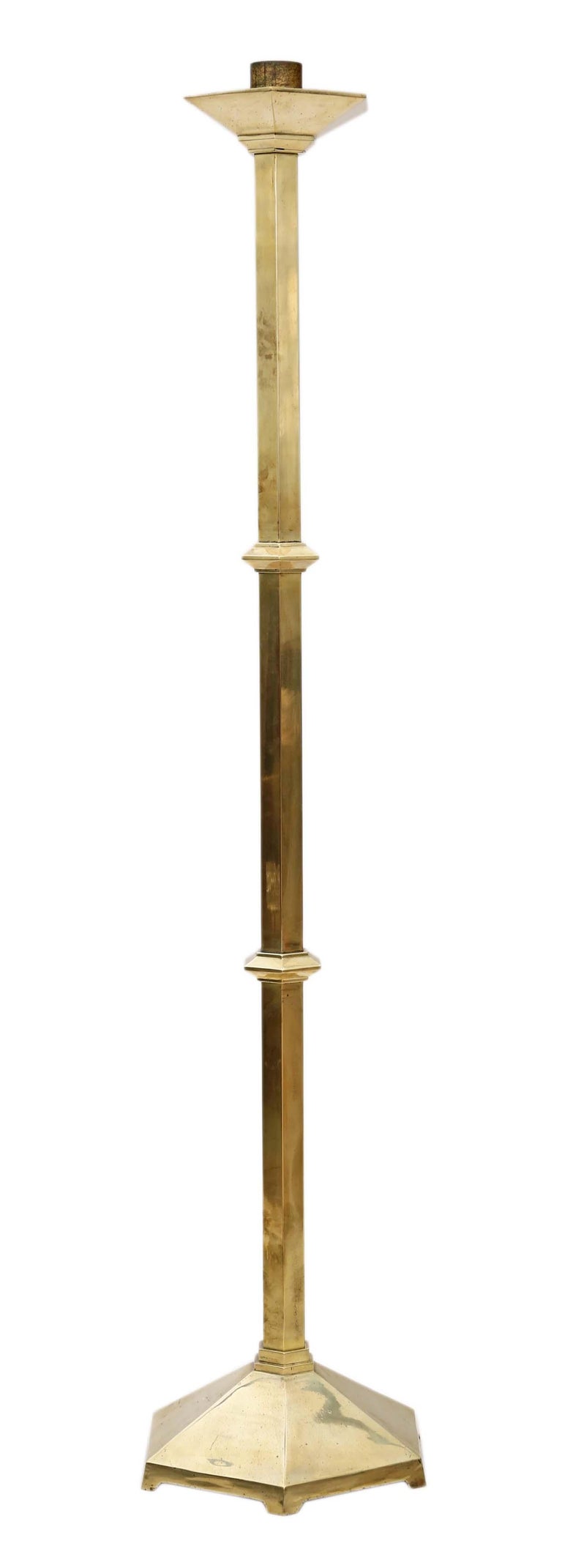 Large Polished Brass Floor Standing Ecclesiastical Church Candlestick ...