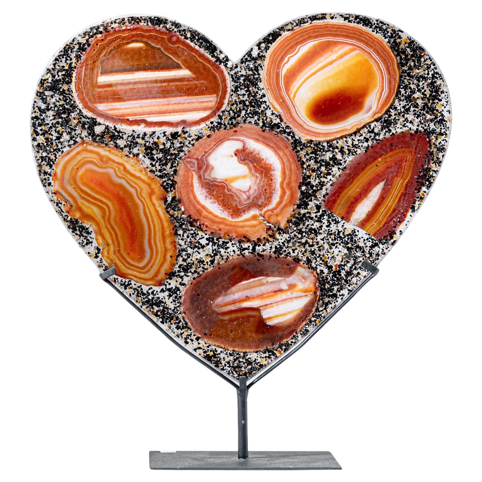 Large Polished Carnelian Agate Heart on Metal Stand (3.5 lbs) For Sale ...