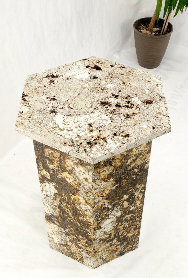 Large Polished Marble Stone Hexagon Shape 38" Tall Pedestal MINT! For ...