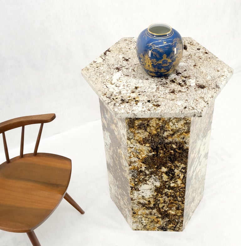 Large Polished Marble Stone Hexagon Shape 38" Tall Pedestal MINT! For ...