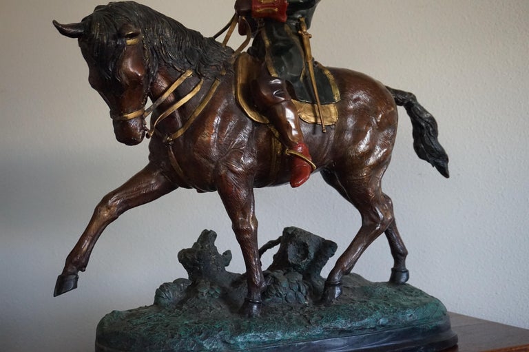Large Polychrome Painted Bronze Sculpture of a Young Horse Riding ...