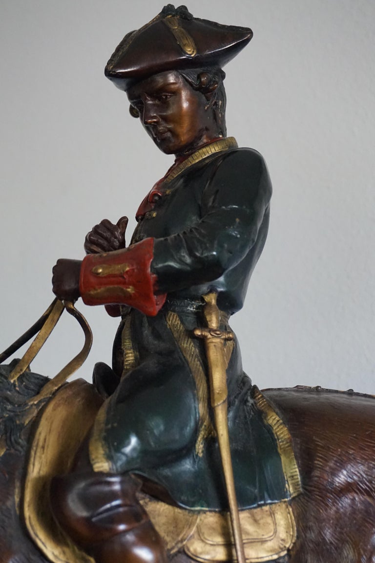 Large Polychrome Painted Bronze Sculpture of a Young Horse Riding ...