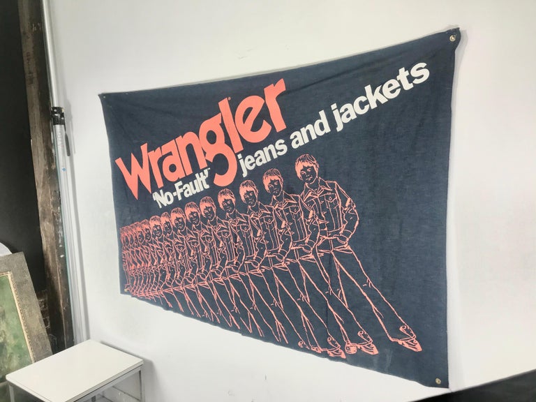 Large Pop 1970s Wrangler "No-Fault" Jeans. Denim Store Display / Banner ...