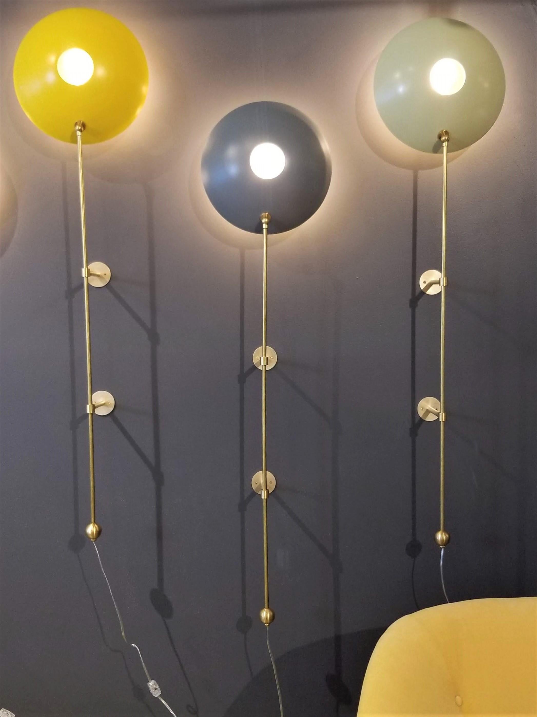 Large "POP" Wall Sconce in Brass and Light Blue Green Enamel, Blueprint ...