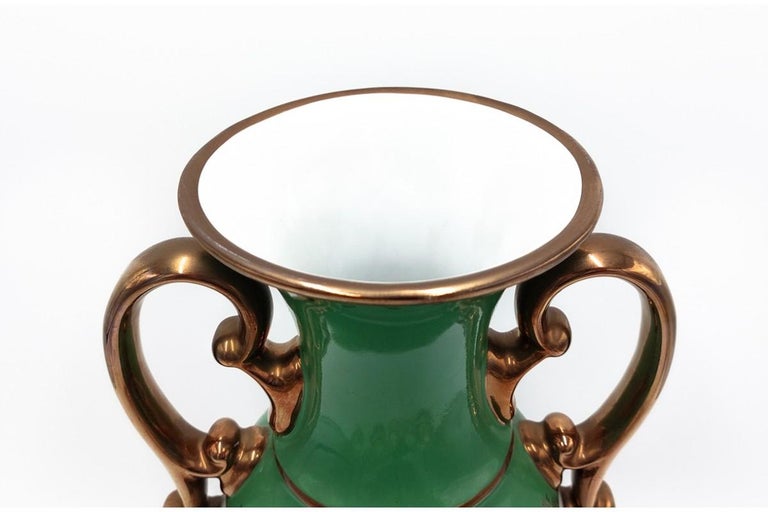 Large Porcelain Green Vase by Karolina, Poland, 1960s at 1stDibs