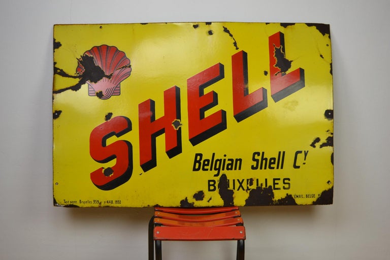 Large Porcelain Shell Sign, 1930, Belgium at 1stDibs