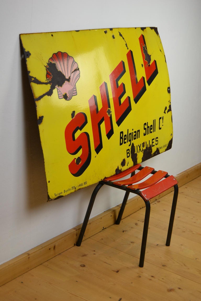 Large Porcelain Shell Sign, 1930, Belgium at 1stDibs