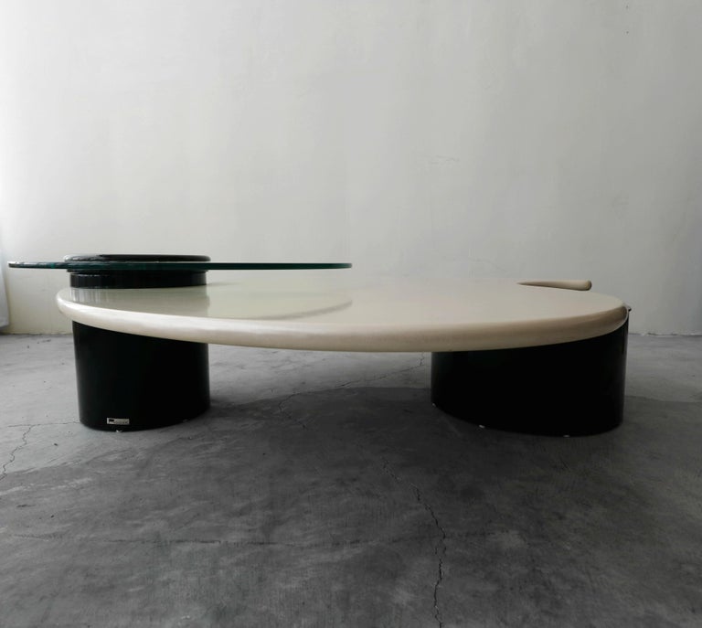 Large Postmodern Articulating 3-Tier Black and White Coffee Table by ...