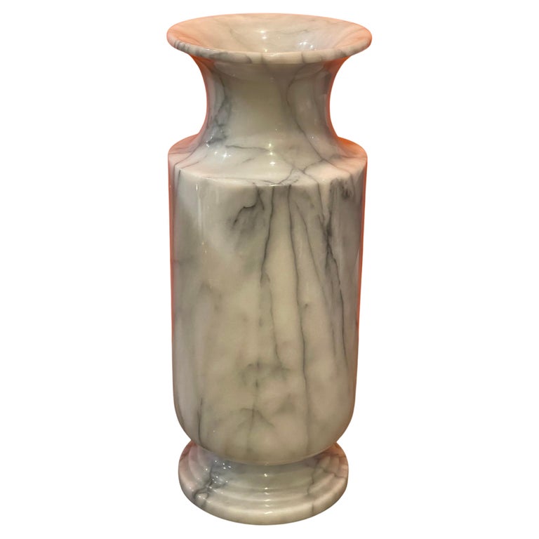 Large Post-Modern Italian Carrara Marble Vase For Sale at 1stDibs