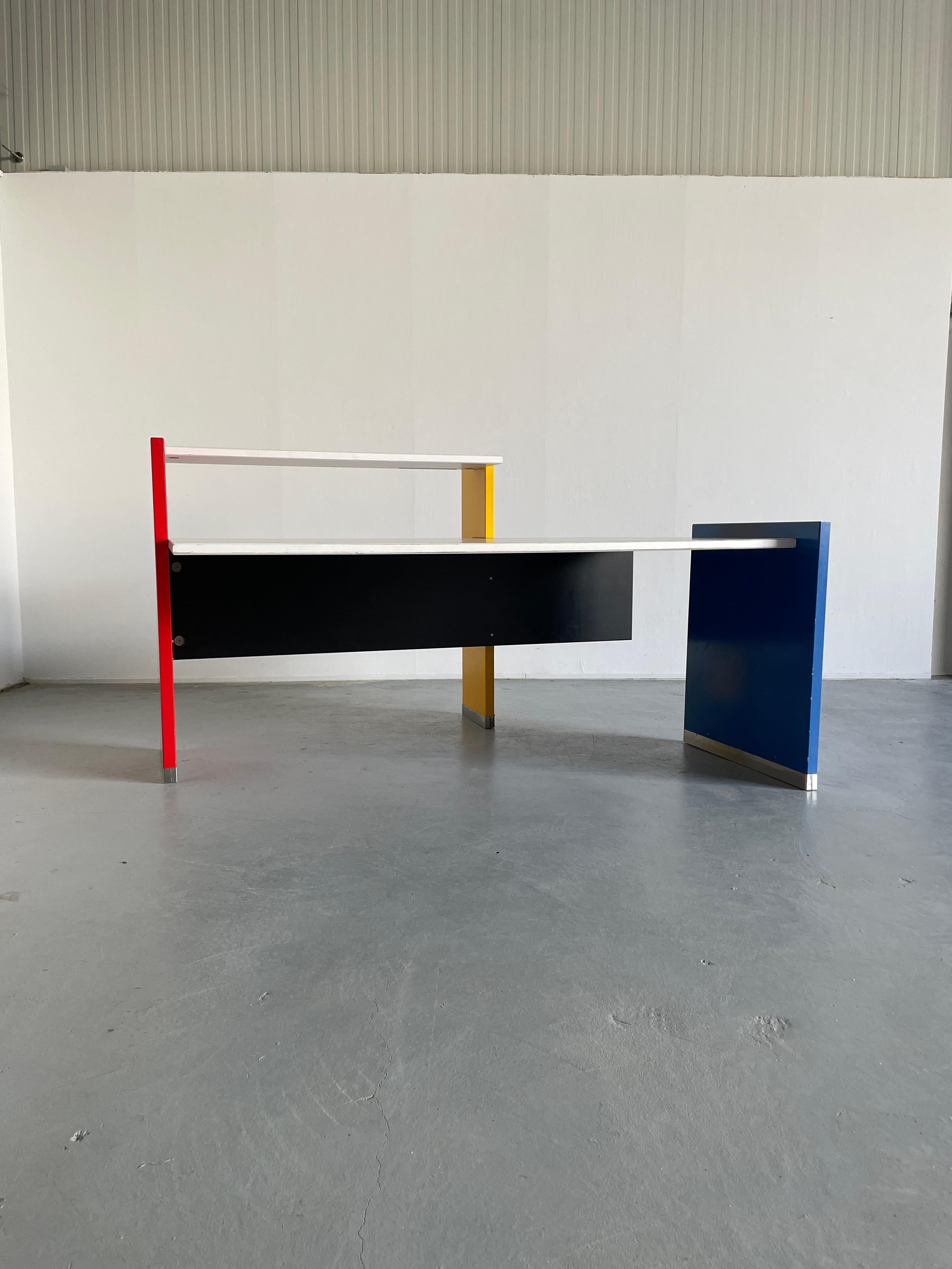 Large Postmodern Office Desk in the Style of "Hommage a Mondrian" Desk ...