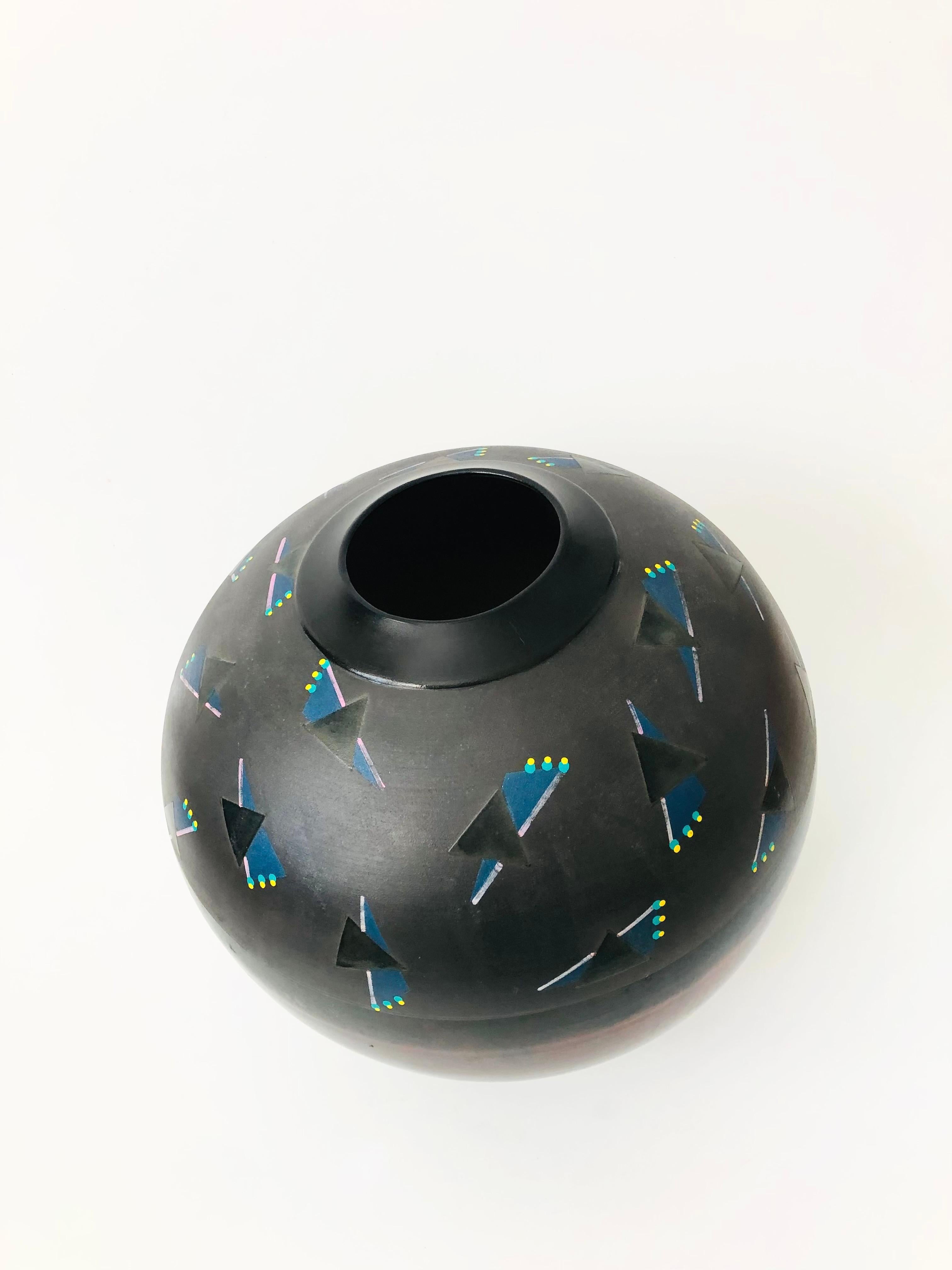 Large Postmodern Raku Pottery Vase at 1stDibs