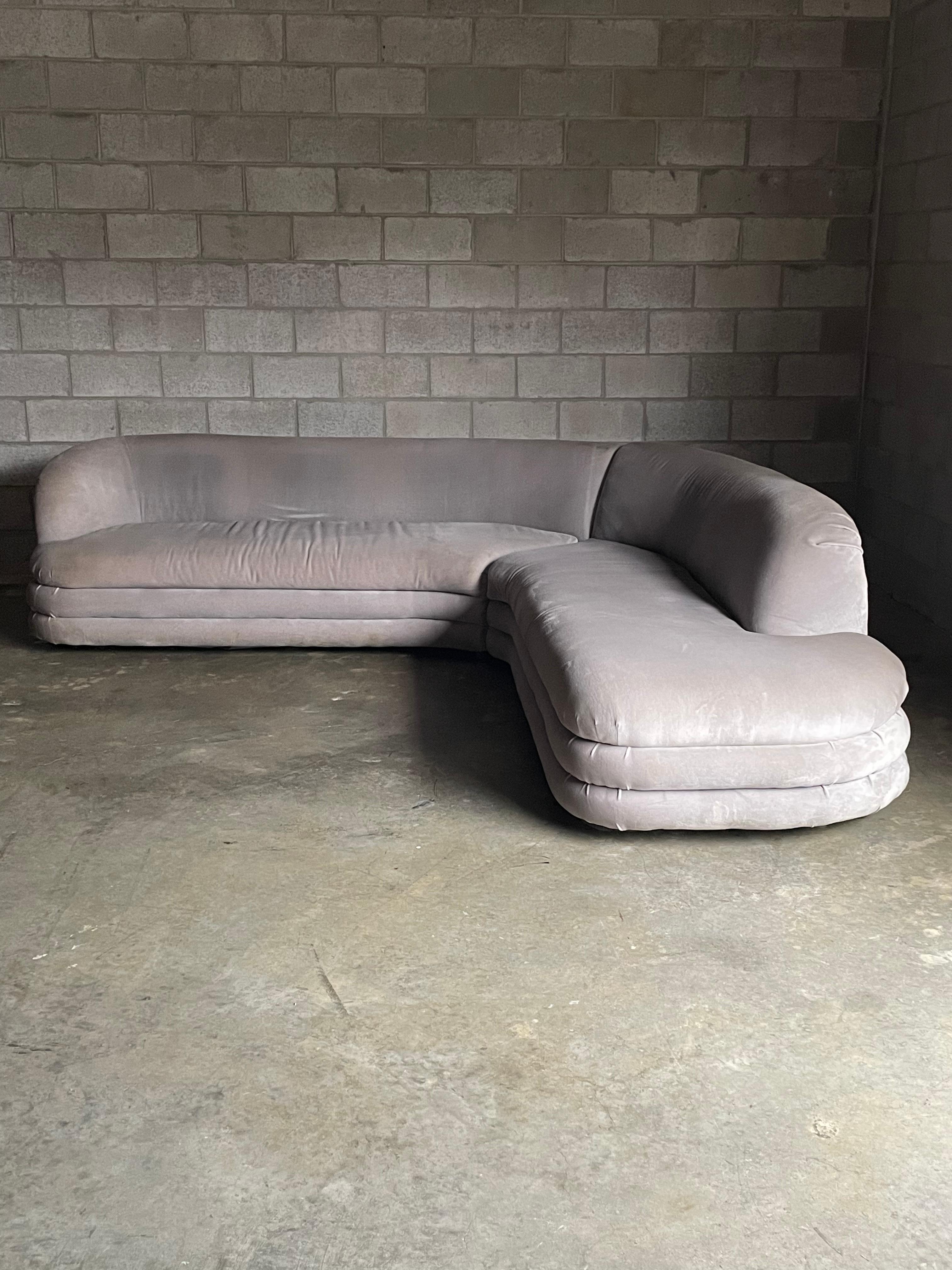 Large Postmodern Serpentine Sectional with Stacked Base at 1stDibs