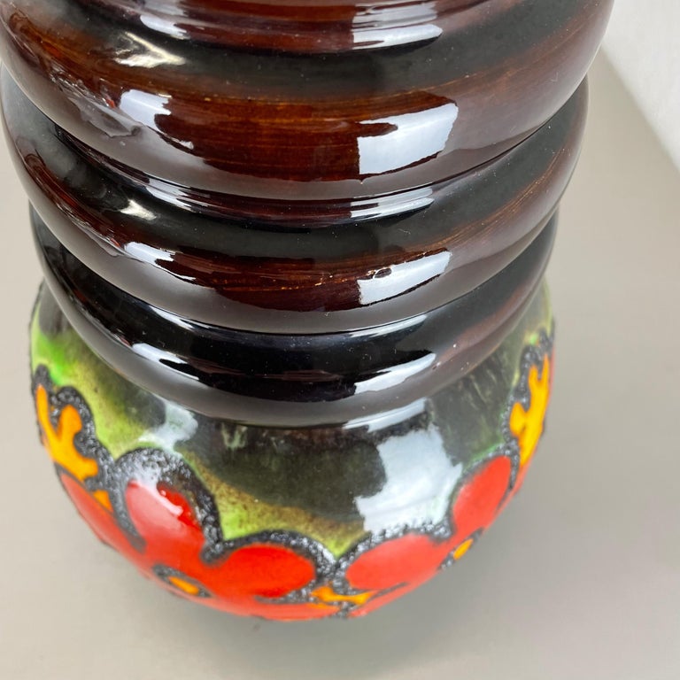 Large Pottery Fat Lava Multi-Color "FLORAL" Floor Vase Made by ...