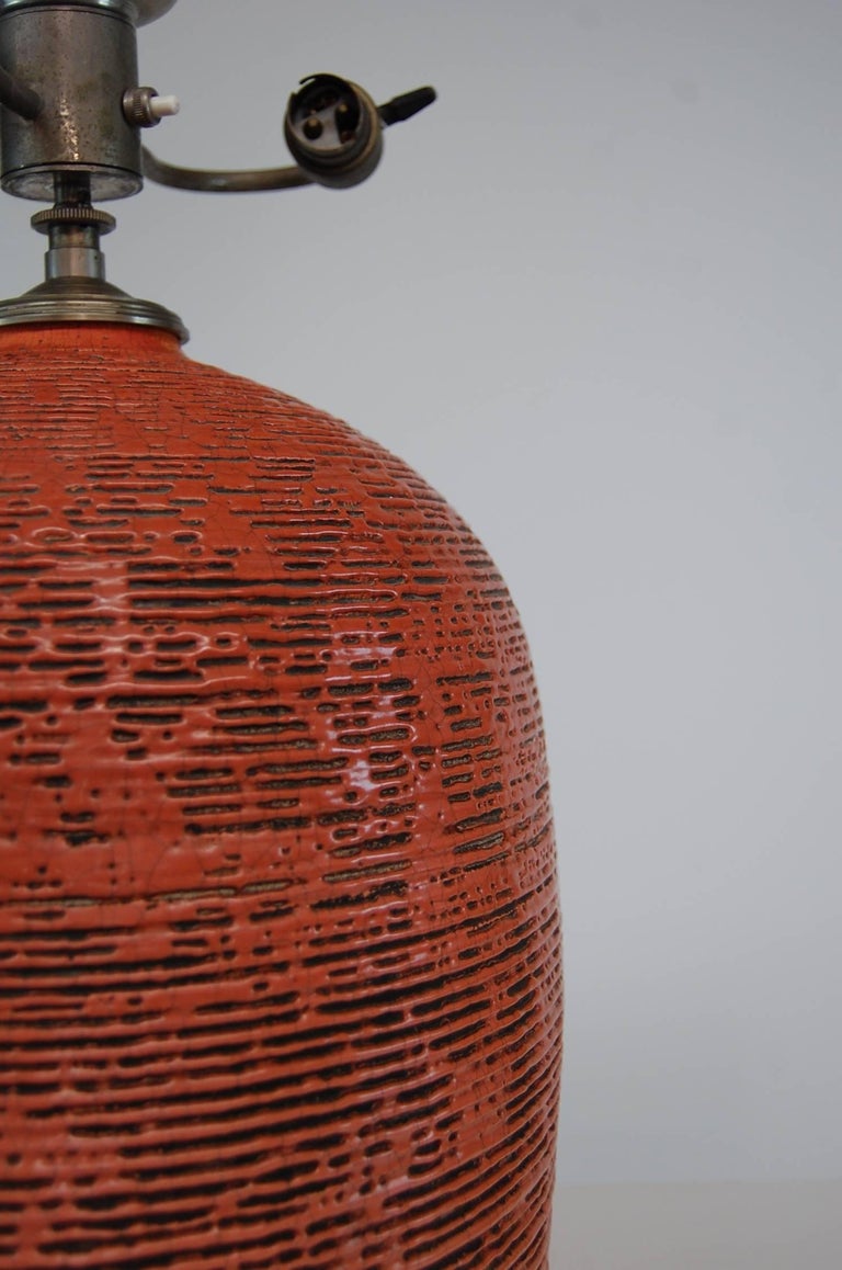 Large Pottery Lamp from Paris in the Manner of Jean Besnard For Sale at ...
