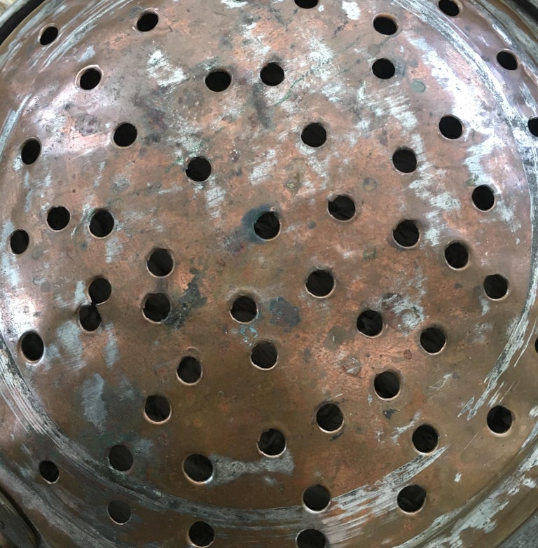 Large Primitive Copper Strainer For Sale at 1stDibs