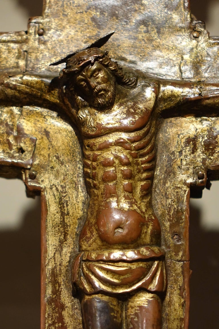 Large 15th Century Large Procession Cross, Gilt Copper, Italy at 1stDibs