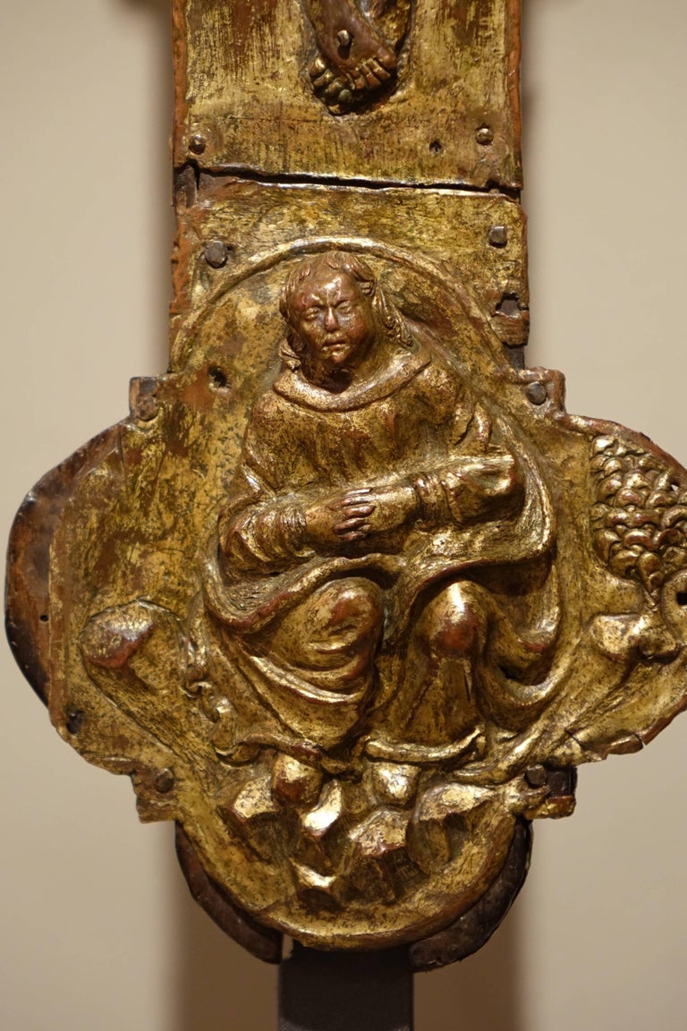 Large 15th Century Large Procession Cross, Gilt Copper, Italy at 1stDibs