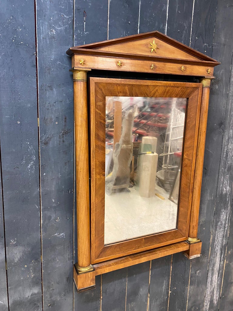 Large Psyche Mirror in Walnut and Bronze Empire Style, circa 1900 For ...
