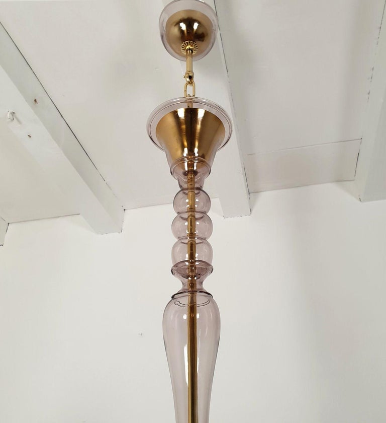 Large Purple Mid-Century Modern Murano Glass Chandelier For Sale at 1stDibs