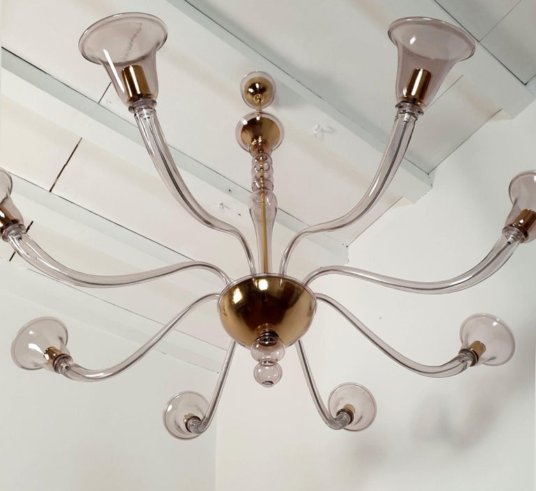Large Purple Mid-Century Modern Murano Glass Chandelier For Sale at 1stDibs