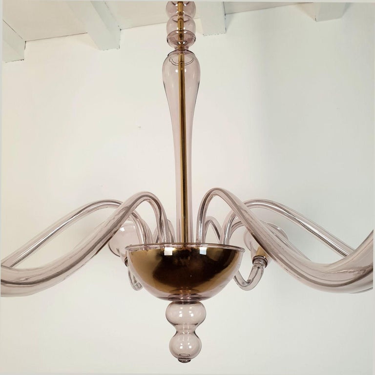 Large Purple Mid-Century Modern Murano Glass Chandelier For Sale at 1stDibs