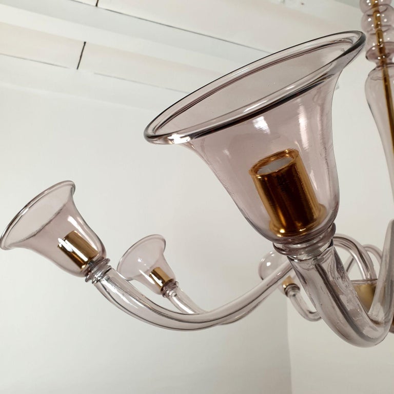 Large Purple Mid-Century Modern Murano Glass Chandelier For Sale at 1stDibs