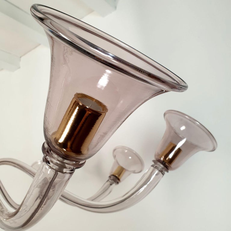 Large Purple Mid-Century Modern Murano Glass Chandelier For Sale at 1stDibs