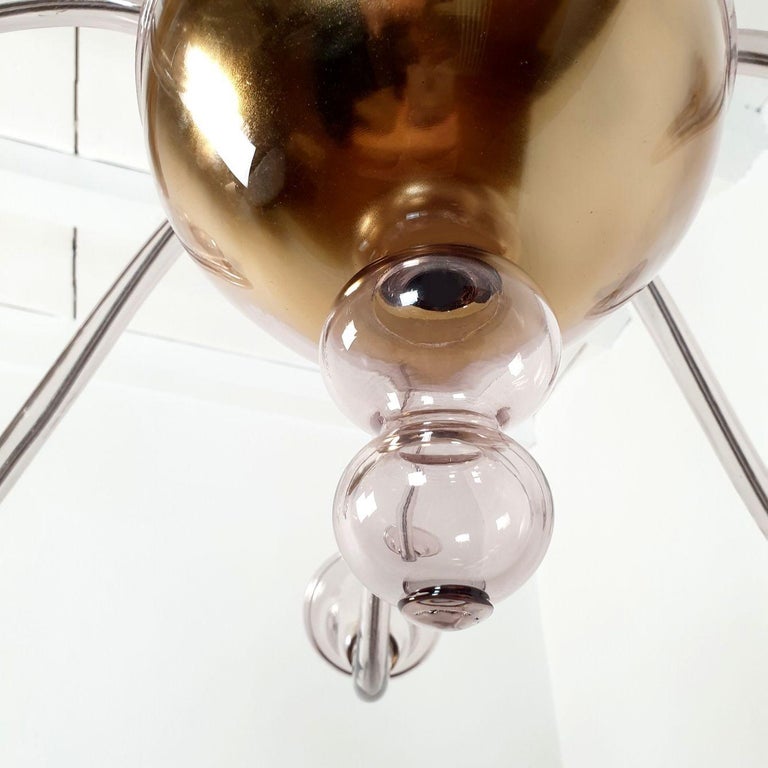 Large Purple Mid-Century Modern Murano Glass Chandelier For Sale at 1stDibs