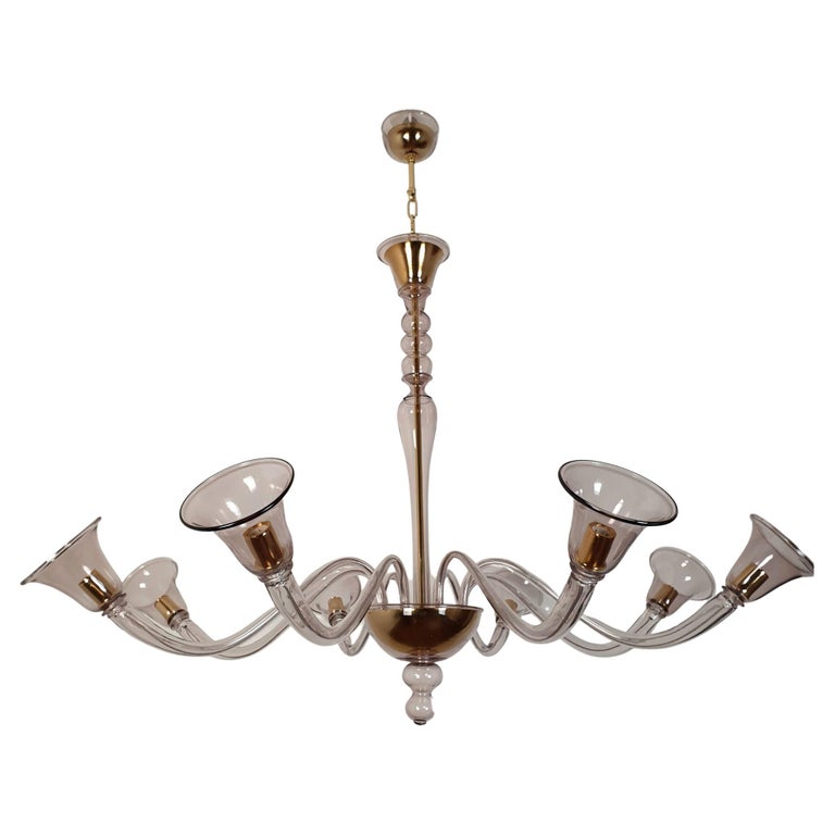 Large Purple Mid-Century Modern Murano Glass Chandelier For Sale at 1stDibs